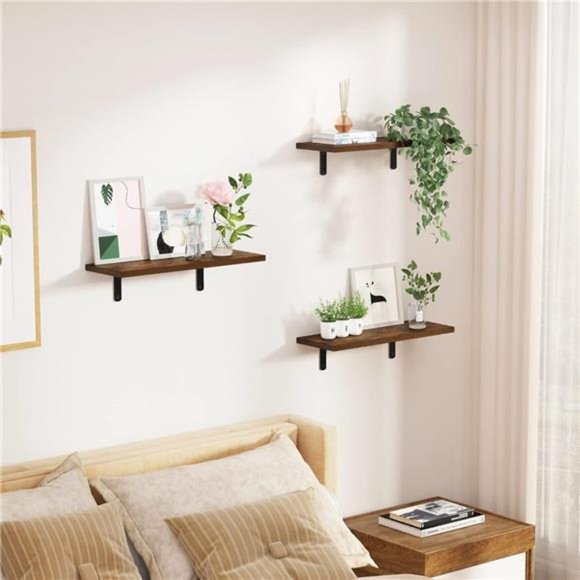 Wall Decor | Floating Shelves Dark Brown Wall Mounted Shelves Set Of 5 ...
